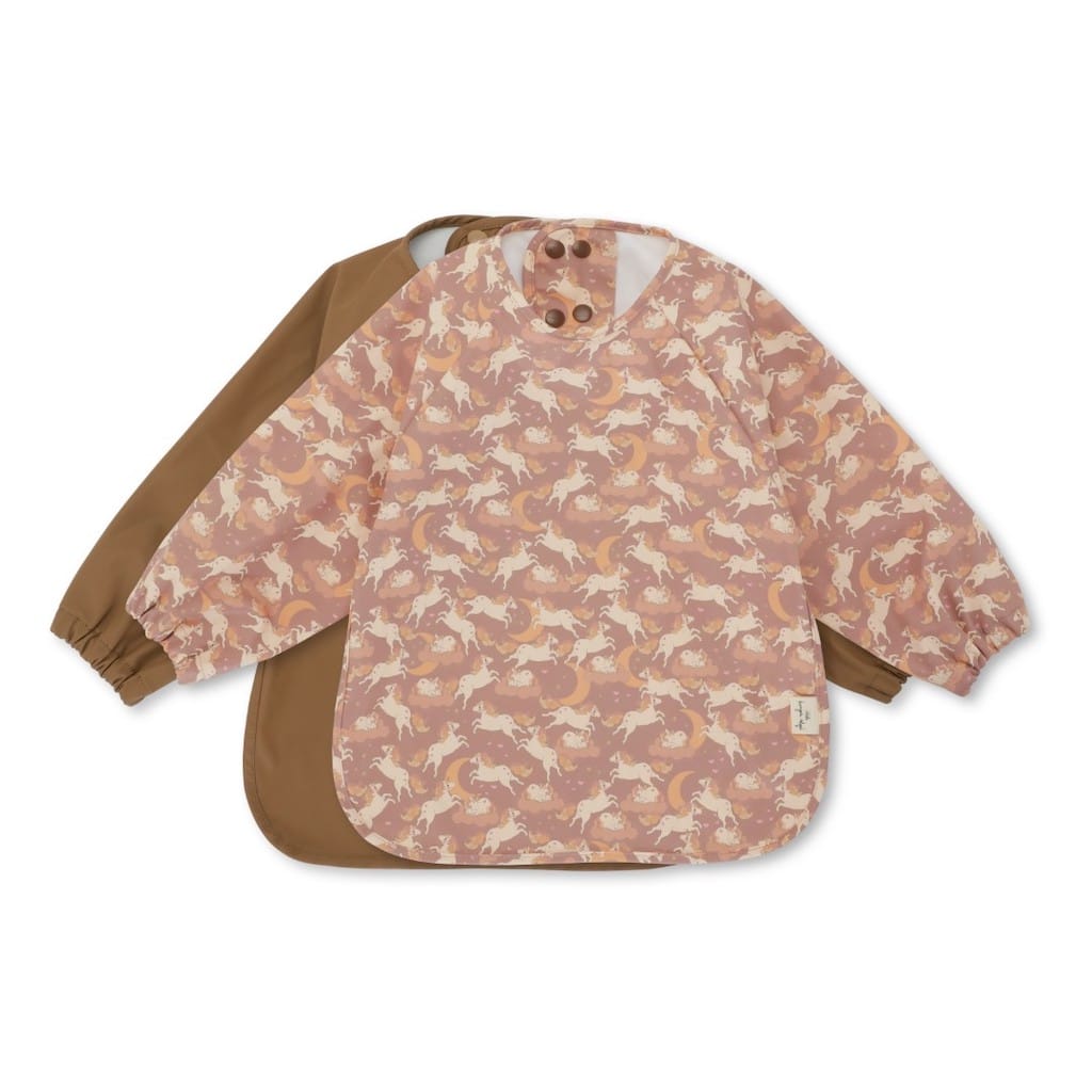 Babete dinner bib with sleeves - Unicorn Blush / Toasted Coconut ...